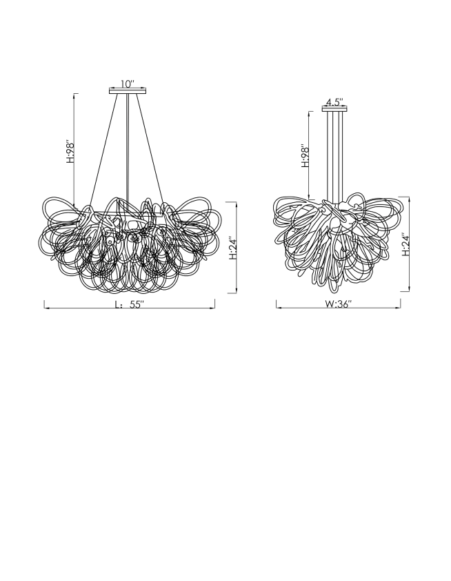Orion Blue Ombre Linear Blown Glass Chandelier | Viz Art Glass – VIZ ...
